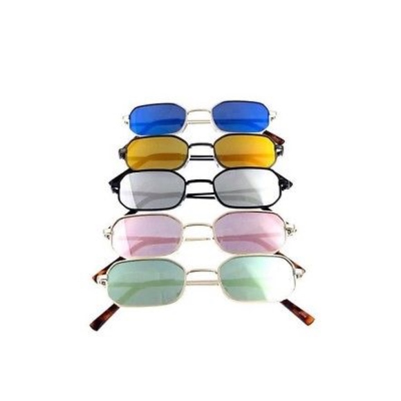 Accessories | Chrome Rectangle Slim Mirrored Lens Sunglasses | Poshmark